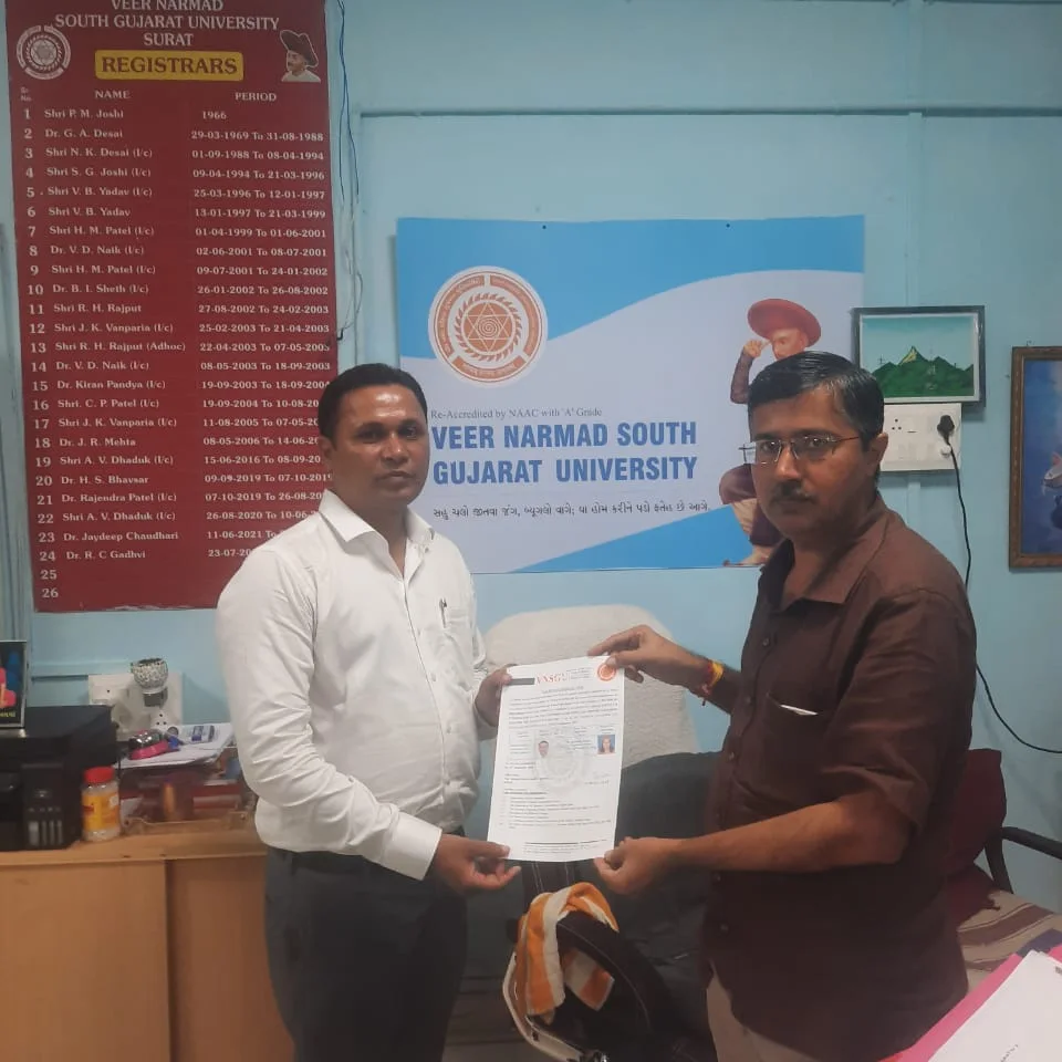 VVWU Faculty awarded Ph. D. – Vanita Vishram Women's University