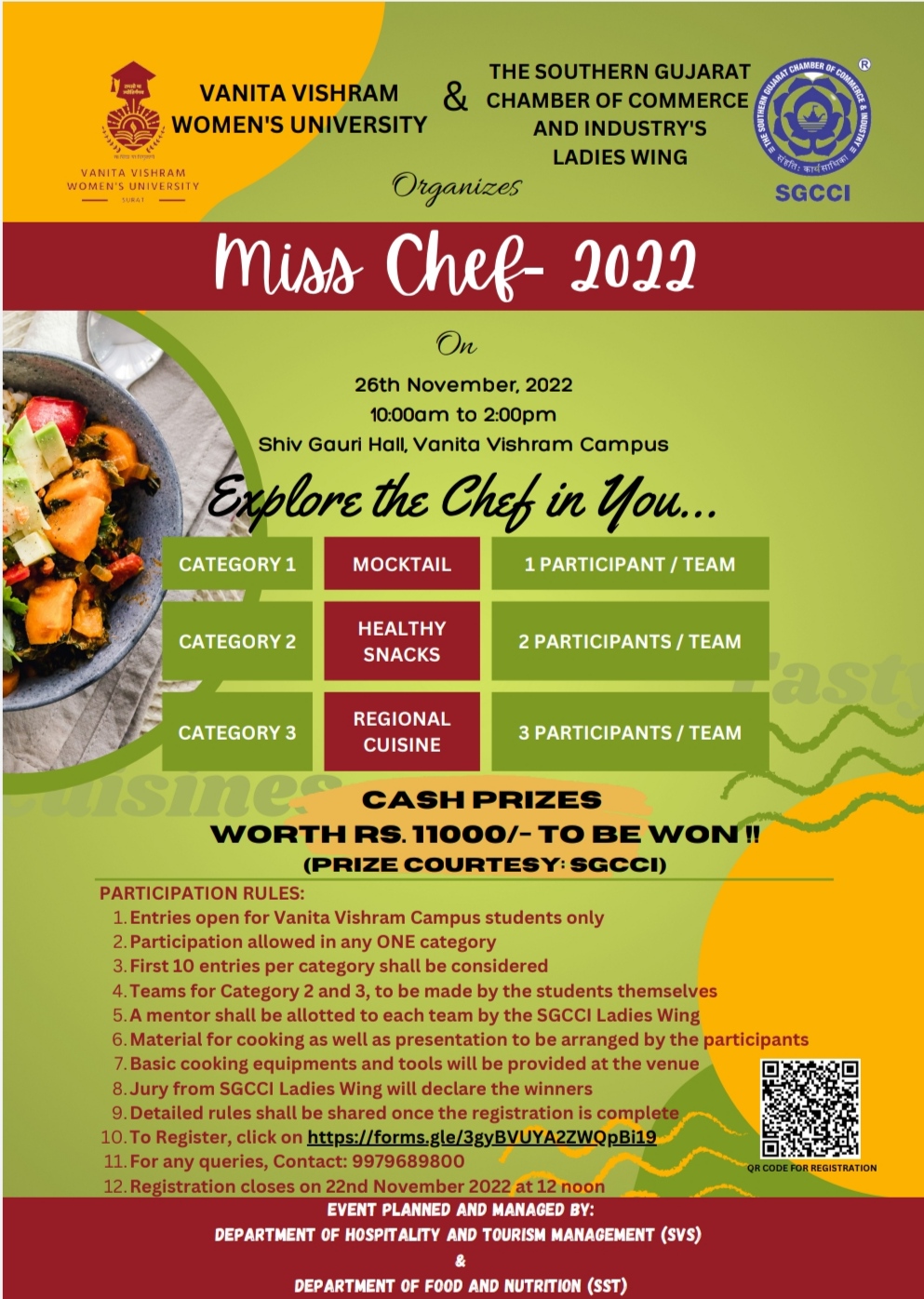 Miss Chef 2022 – Vanita Vishram Women's University