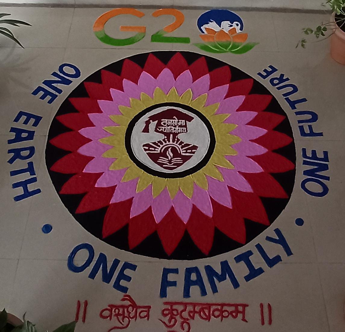 G20 & VVWU Logo in Rangoli – Vanita Vishram Women's University